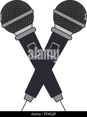 Crossed microphone icon. Simple illustration of crossed microphone ...