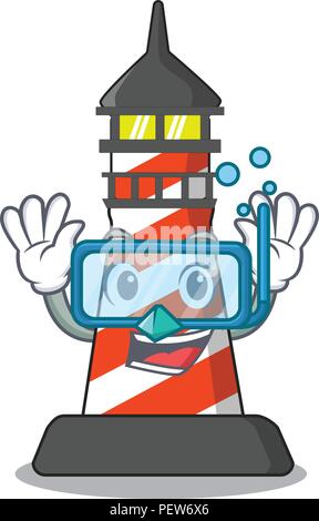 Lighthouse under sun cartoon vector illustration graphic design Stock ...
