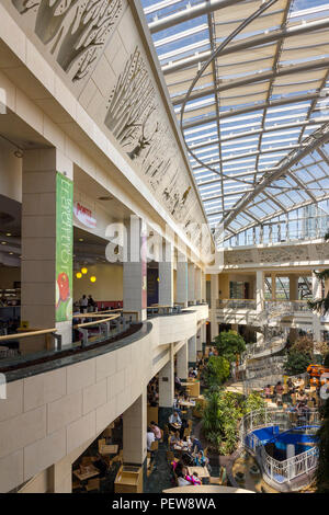 The interior inside of the Bluewater Shopping centre mall in Kent in ...