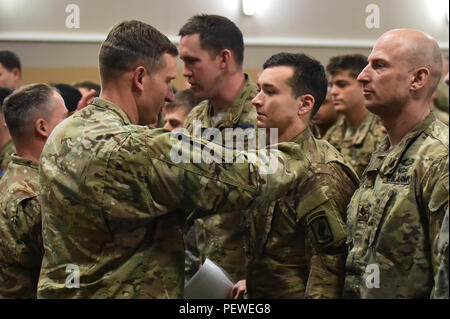 Lt. Col. Michael Kloepper (left), commander of the U.S. Army’s 2nd Battalion, 503rd Infantry ...