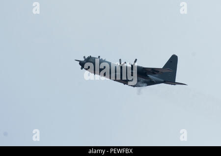 An AC-130W Stinger II, 73rd Special Operations Squadron, rolls through ...