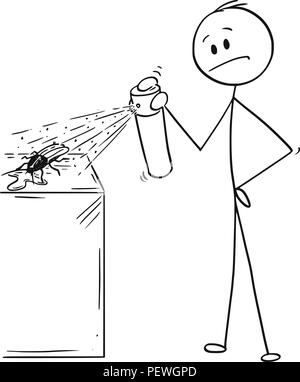 Cartoon illustration of a man killing the big mosquito with the ...