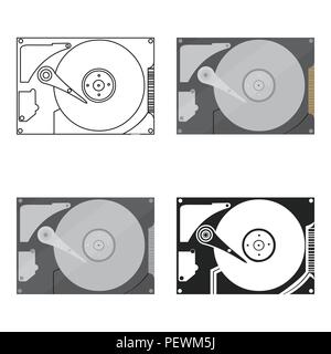Hard disk icon in cartoon style isolated on white background. Personal ...