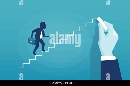 Career growth of ambitious entrepreneur, progress in goal challenge ...