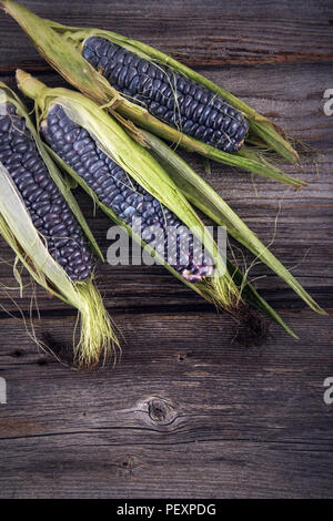 mini blue sweet corn with leaves Stock Photo - Alamy