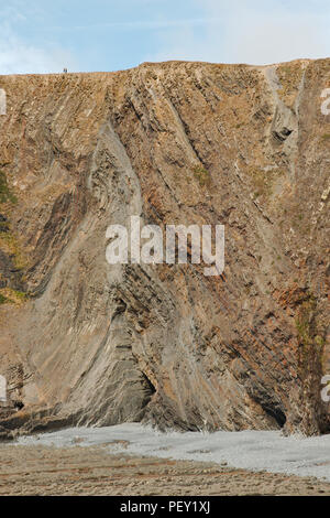 Cliffs at Hartland Quay with geological formation showing folded ...