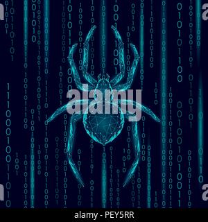 Low poly spider hacker attack danger. Web security virus data safety ...