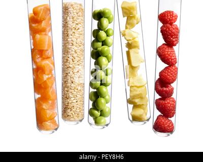 Carbohydrate foods in test tubes, studio shot Stock Photo - Alamy