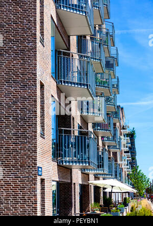 Copenhagen, Denmark - Housing block with balconies at Nordhavn Stock ...