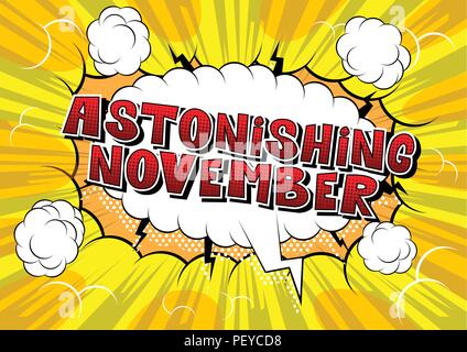 November - Comic book style word on abstract background Stock Vector ...