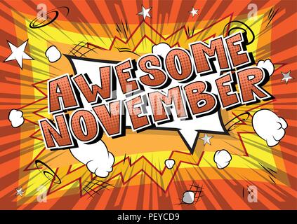 November - Comic book style word on abstract background Stock Vector ...