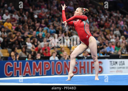Jade Carey USA) competes during the Women's Gymnatics Team all-around ...
