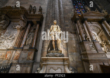 Statue of St. Bartholomew, with his own skin after being flayed, by ...