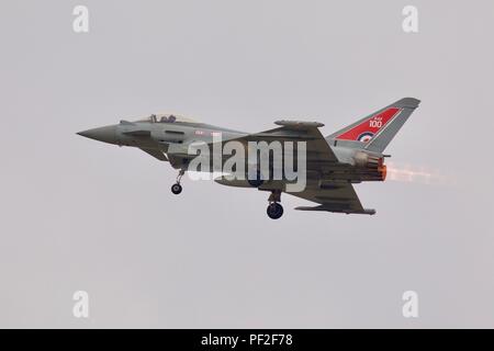 RAF Eurofighter Typhoon FGR4 with the RAF100 Logo on the tail celebrating the centenary of the ...