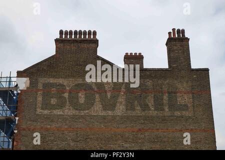 Old Bovril sign on side of building, Brixton Oval, Brixton, London ...