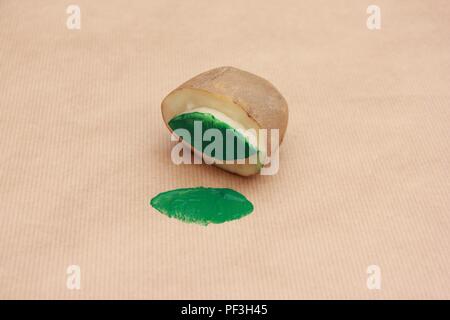 DIY potato cut out stamps craft Stock Photo - Alamy