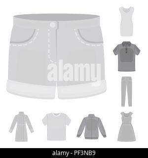 Different kinds of clothes monochrome icons in set collection for ...