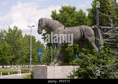 Statue of Alexander the Great and his horse Bucephalus, during a sunny ...