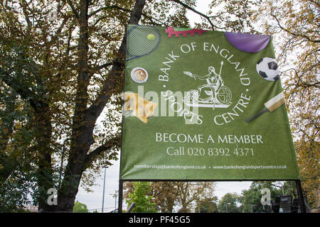 Signage outside the Bank of England Sports Ground, Priory Lane ...