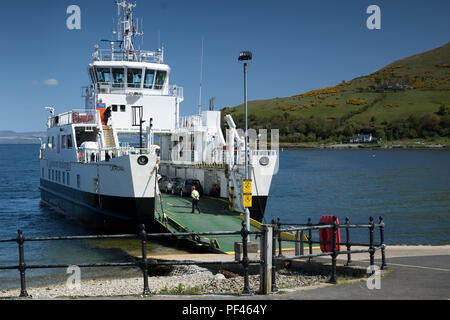 The Catriona a Caledonian MacBrayne car ferry arriving at Lochranza ...