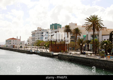 LANZAROTE, SPAIN - APRIL 20, 2018: tourists visiting Los Hervideros ...