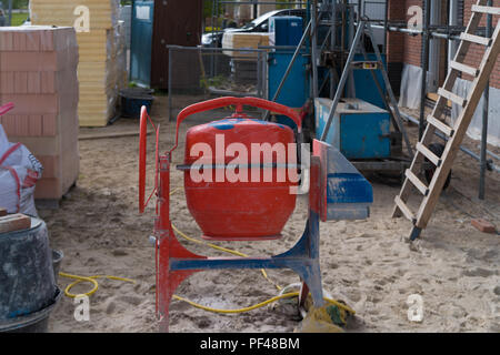 red Cement mixer Stock Photo - Alamy
