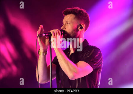 Montreal, Canada. 18 August 2018. British singer Calum Scott sing at ...