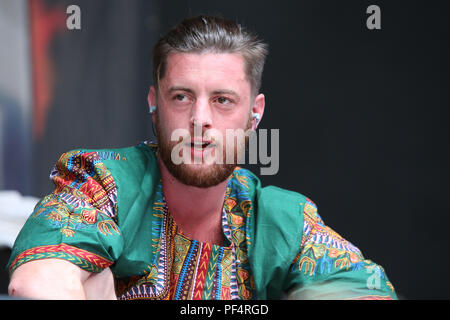 Aschaffenburg, Germany. 18th Aug, 2018. German rapper Bausa performs on ...