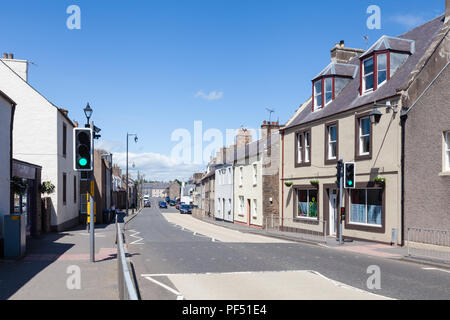 The view along Lauder high street. Lauder is a small town in the ...
