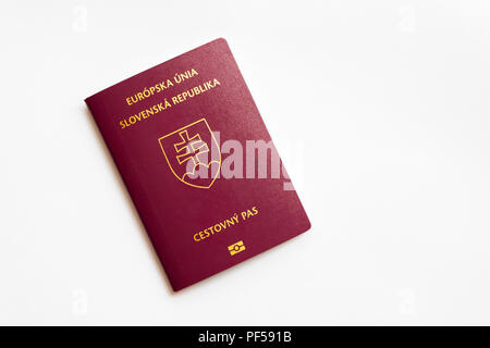 Slovak passport isolated on white paper background Stock Photo - Alamy