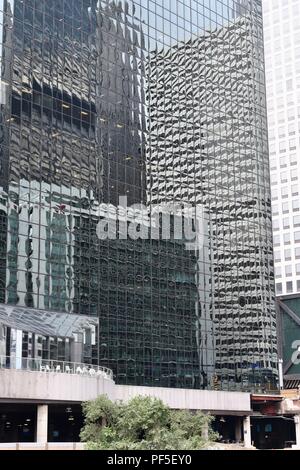 Chicago, Illinois, USA 300 South Wacker building featuring a map of the ...