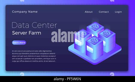 Data center. Datacenter server farm isometric concept. Modern data ...