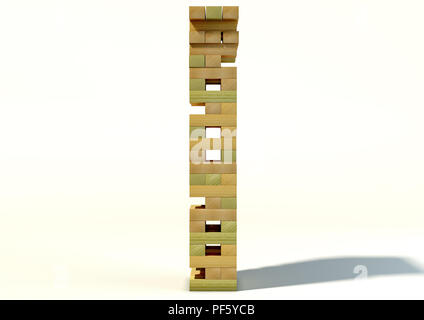 A 3d illustration of wood tumbling tower Stock Photo - Alamy