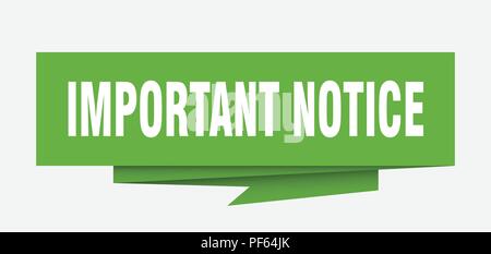 important notice sign. important notice paper origami speech bubble ...