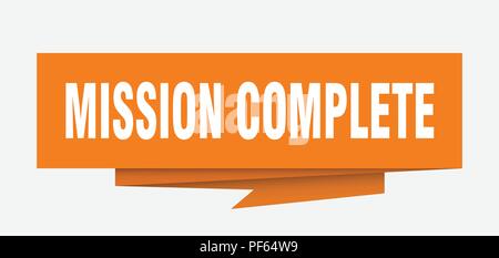 mission complete sign. mission complete paper origami speech bubble ...