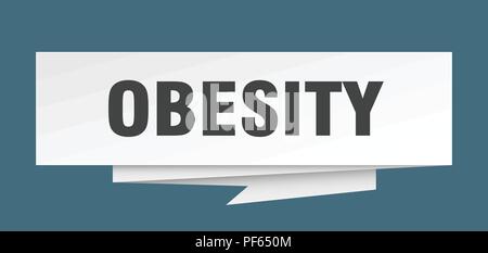 obesity sign. obesity paper origami speech bubble. obesity tag. obesity ...