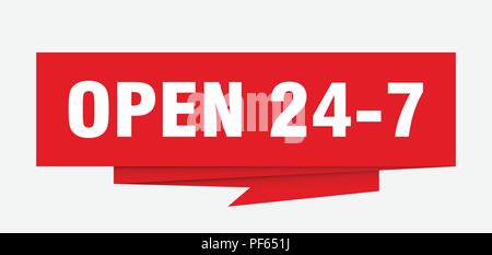 open 24 7 sign. open 24 7 paper origami speech bubble. open 24 7 tag ...