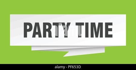 party time sign. party time paper origami speech bubble. party time tag ...