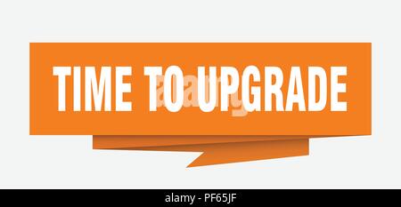time to upgrade sign. time to upgrade paper origami speech bubble. time ...