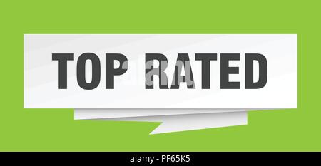 top rated sign. top rated paper origami speech bubble. top rated tag ...