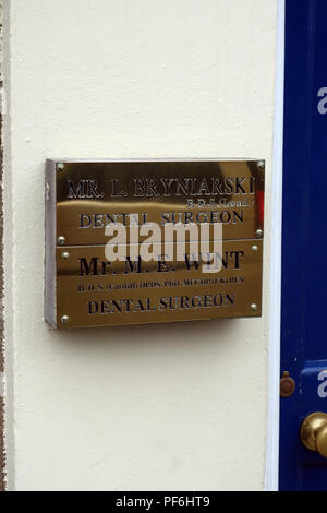 brass name plate on doctors surgery aberystwyth wales UK Stock Photo ...