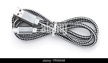 Macro view of USB cable. Isolated on white background Stock Photo - Alamy
