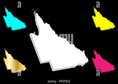 Queensland (Australian states and territories, Qld) map vector ...