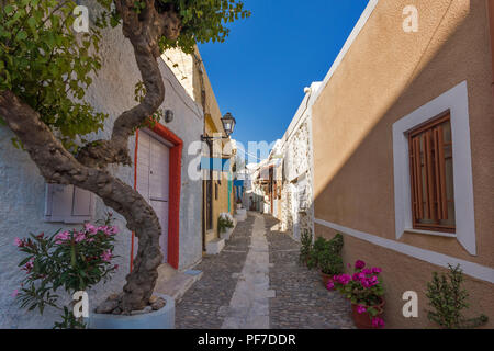Street in City of Ermopoli, Syros, Cyclades Islands, Greece Stock Photo ...