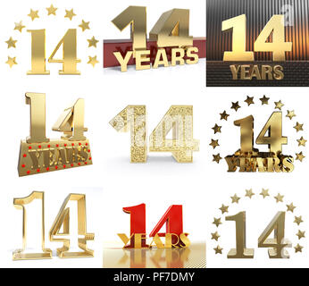Set of number 14 (number fourteen) celebration design. Anniversary ...