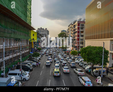 Yangon, Myanmar - Feb 1, 2017. Street market in Yangon, Myanmar. Yangon ...