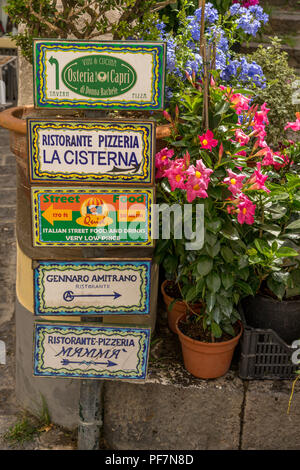Restaurant signs on the island of Capri, Italy Stock Photo - Alamy