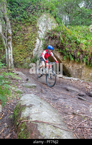 Boy cycling on the Atlas trail at Blue Derby Stock Photo - Alamy