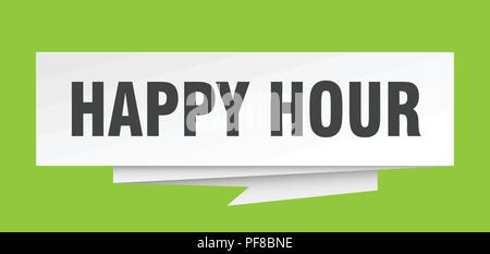 happy hour sign. happy hour paper origami speech bubble. happy hour tag ...