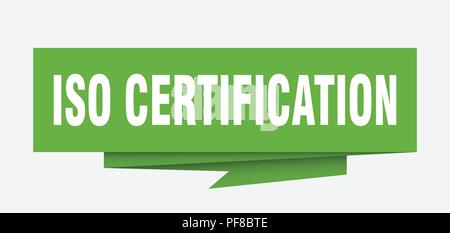 iso certification sign. iso certification paper origami speech bubble ...